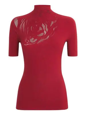 Wolford Rose Mock-neck Top - Red