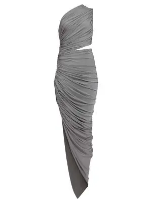 Alaïa Gathered Asymmetric Midi Dress - Grey