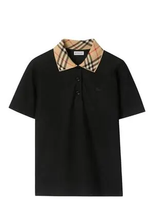 Burberry Cotton Check-collar Polo Shirt - Black