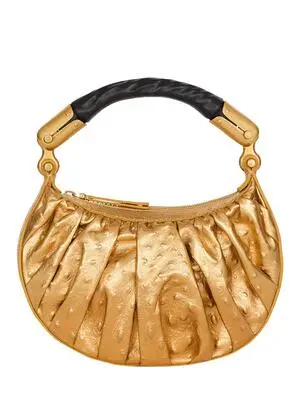 Balmain Mini Leather Ebene Top-handle Bag - Gold