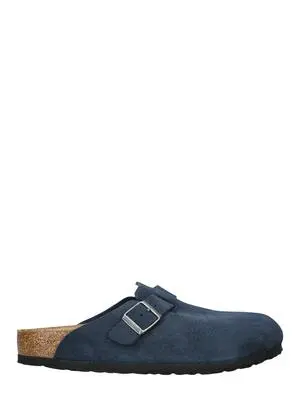 BIRKENSTOCK Suede Boston Clogs - Navy