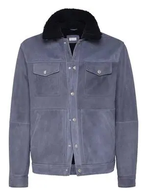 Brunello Cucinelli Suede-shearling Four-pocket Jacket - Blue