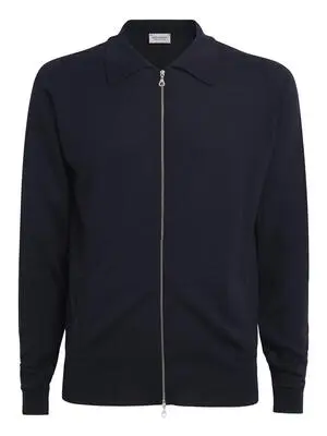 John Smedley Merino Wool Hybrid Overshirt - Navy