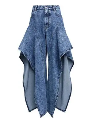 Alaïa Ruffled Split Jeans - Blue
