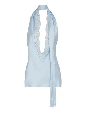 Balmain Silk Backless Top - Blue