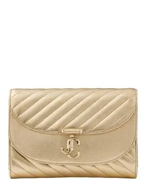 JIMMY CHOO Leather Curve Clutch Bag - Gold