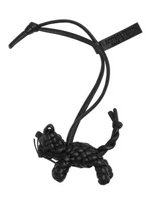 Bottega Veneta Leather Intrecciato Cat Charm - Black