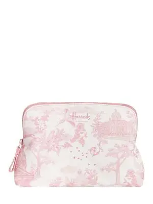 Harrods Toile Half Moon Cosmetic Bag - Pink