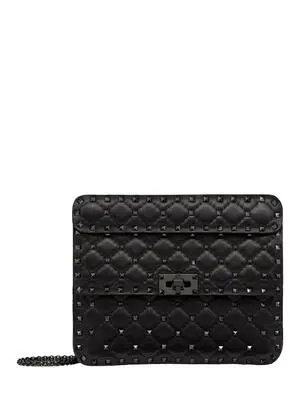 Valentino Garavani Leather Rockstud Spike Shoulder Bag - Black