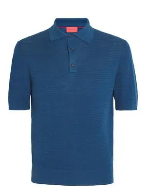 Isaia Silk-linen Polo Shirt - Blue