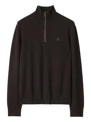 Burberry Cashmere-blend Quarter-zip Slim Sweater - Brown