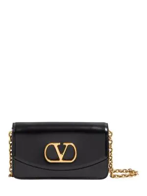 Valentino Garavani Small Leather Vain Clutch - Black
