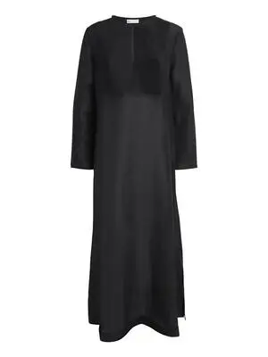Tory Burch Linen-silk Pleated Midi Kaftan - Black