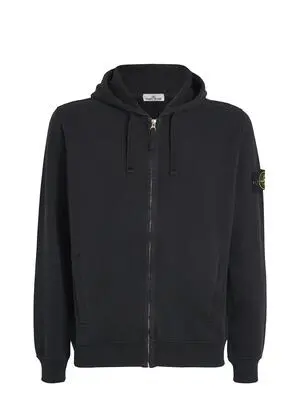 Stone Island Cotton Compass Logo Hoodie - Black