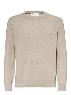 Brunello Cucinelli Cashmere Ribbed Sweater - Beige