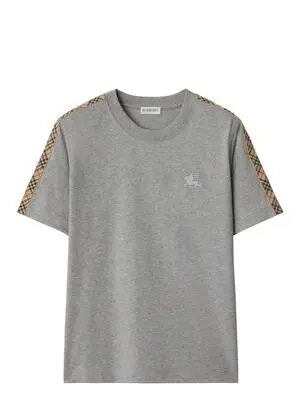 Burberry Check-trim Equestrian Knight T-shirt - Grey