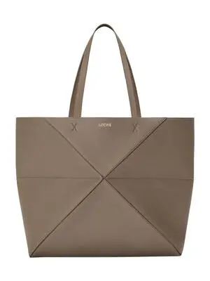 Loewe Large Leather Puzzle Fold Tote Bag - Brown