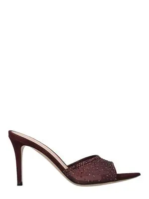 GIANVITO ROSSI Suede Rania Mules - Burgundy