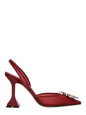Amina Muaddi Mesh Begum Slingback Pumps 95 - Burgundy