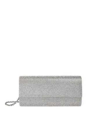 Judith Leiber Satin Perry Clutch With Crystal Embellishments - Silver