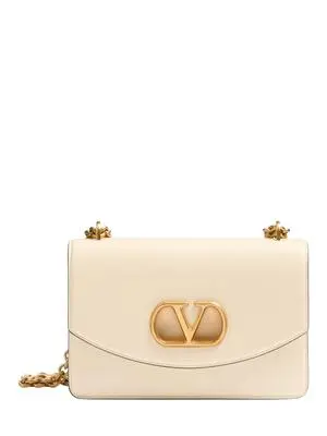 Valentino Garavani Calf Leather Vain Shoulder Bag - Ivory