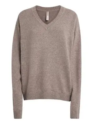 SKIMS Wool-cashmere Blend V-neck Sweater - Beige