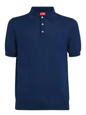 Isaia Cashmere-silk Knit Polo Shirt - Blue