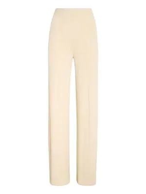 JOSEPH Grid Knit Straight Trousers - Beige
