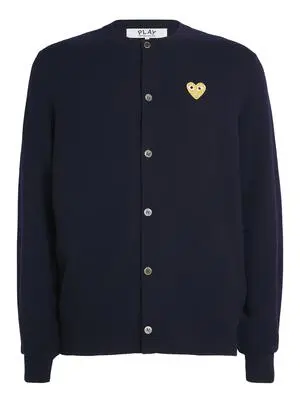 Play Comme Des Garcon Wool Heart Cardigan - Navy
