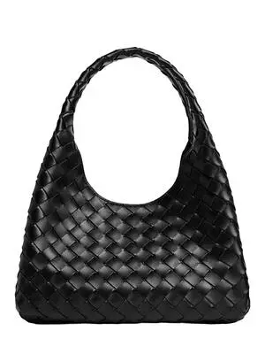 Bottega Veneta Small Intrecciato Campana Shoulder Bag - Black