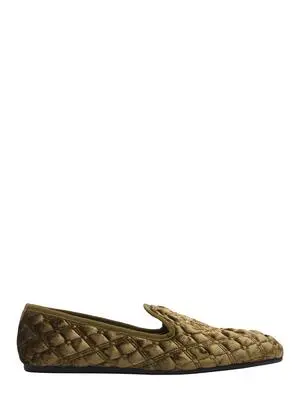 Burberry Velvet Quilted Slippers - Beige