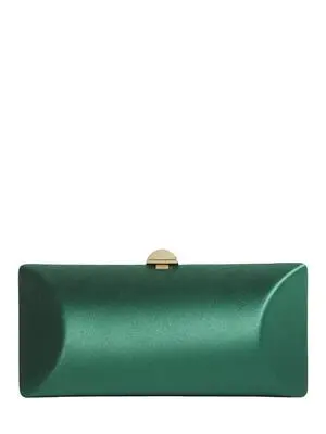 Rodo Silk Satin Tube Clutch - Green