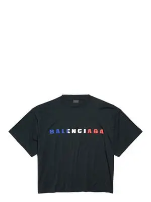 Balenciaga Cotton Cropped Logo T-shirt - Black