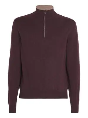 FIORONI CASHMERE Cashmere Half-zip Pullover - Burgundy