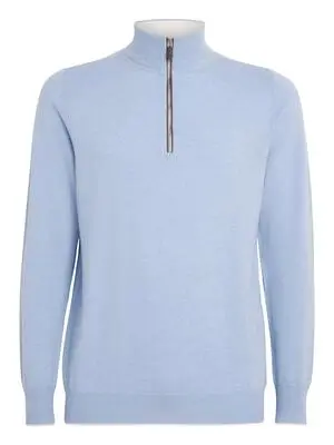 N.peal Cashmere Quarter-zip Carnaby Sweater - Blue