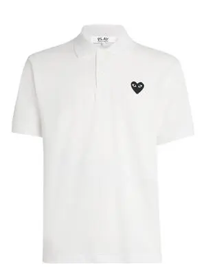 Play Comme Des Garcon Heart Logo Polo Shirt - White