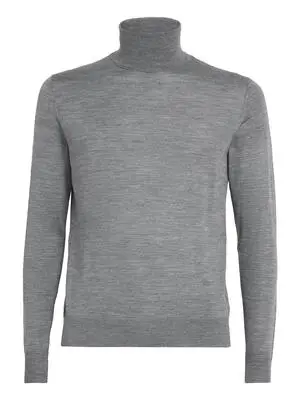 Isaia Wool-silk-cashmere Rollneck Sweater - Grey