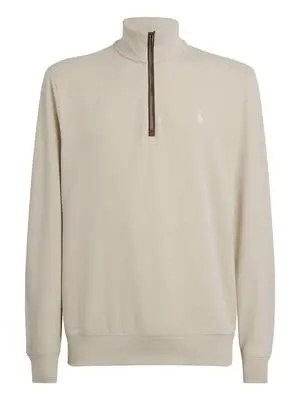 Rlx Ralph Lauren Cotton-blend Quarter-zip Sweater - Beige