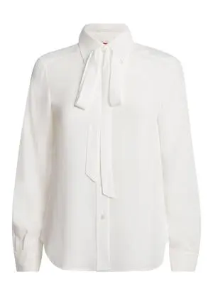 Max & Co. Crepe De Chine Scarf-neck Shirt - White
