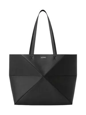 Loewe Leather Fold Puzzle Medium Tote Bag - Black