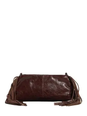 Maje Leather Miss M Clutch Bag - Brown