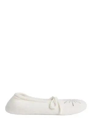 WILLIAM SHARP Cashmere Embellished Dolly Slippers - White