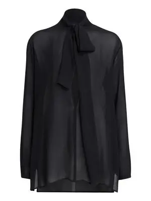 Alaïa Georgette Pussy-bow Blouse - Black