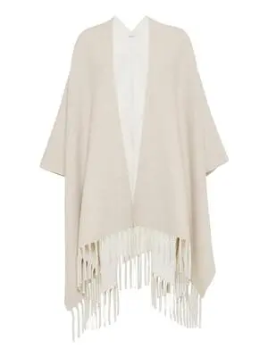 Brunello Cucinelli Wool-cashmere Reversible Poncho - White