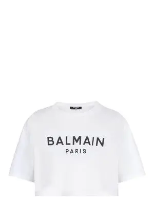 Balmain Cropped Logo T-shirt - White