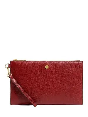 Harrods Pebbled Leather Pouch - Burgundy