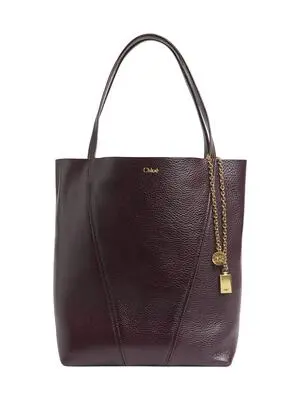 Chloé Medium Leather Spin Tote Bag - Purple
