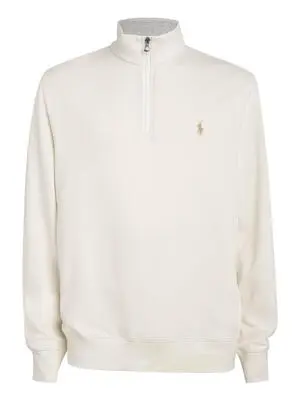 Polo Ralph Lauren Cotton-blend Quarter-zip Sweater - Neutral
