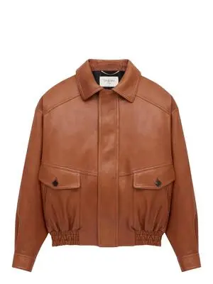 Saint Laurent Leather Bomber Jacket - Brown
