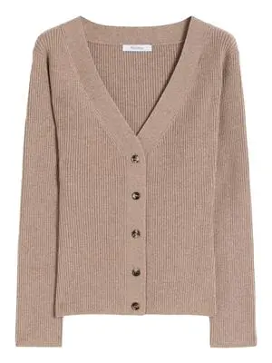 Max Mara Wool-blend Ribbed Cardigan - Beige